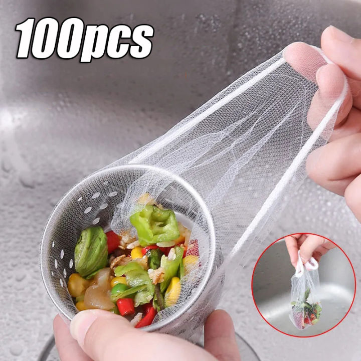 300Pcs Kitchen Sink Filter Mesh Vegetable Fruit Waste Strainer Bag ...