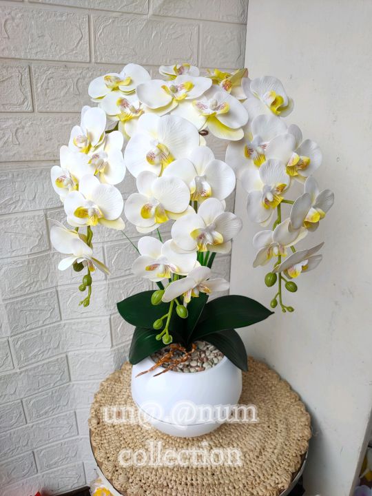 bunga anggrek artificial pot bola vienna | Lazada Indonesia