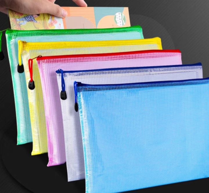 A4 Files Folder, 5pcs Zip Folder Mesh Zipper Pouch Document Bag File ...