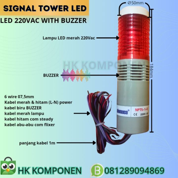 signal tower light led with buzzer 220vac 1 lampu warna merah | Lazada ...