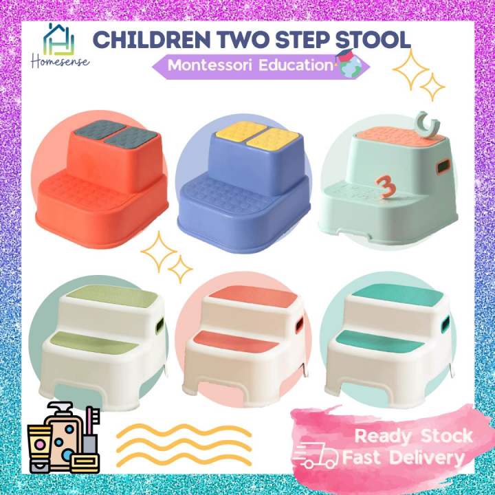 Children Two Step Stool Dual Height Potty Training Dining Toilet Chair ...