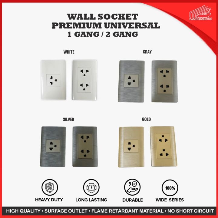 Premium Wall Socket Universal 1, 2, 3 Gang (GRAY) Wide Series / Heavy ...