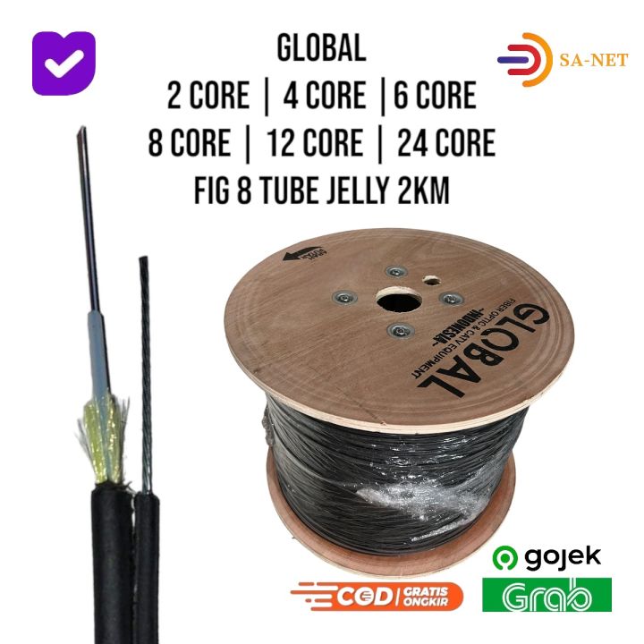 GLOBAL 2 4 6 8 12 CORE FIG 8 TUBE JELLY 1KM - 2KM / 1000M - 2000M KABEL ...
