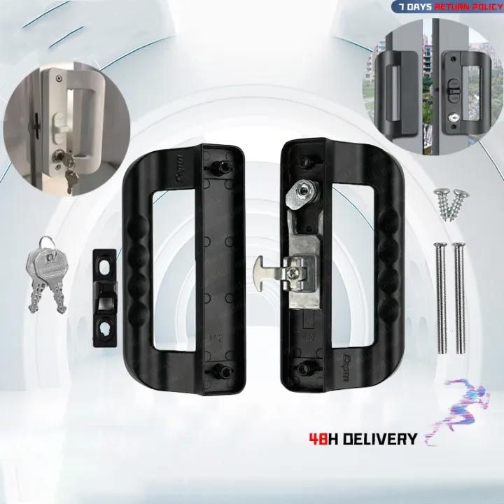 Sliding Door Lock (With Key) Double-sided Aluminum Frame Door Lock ...