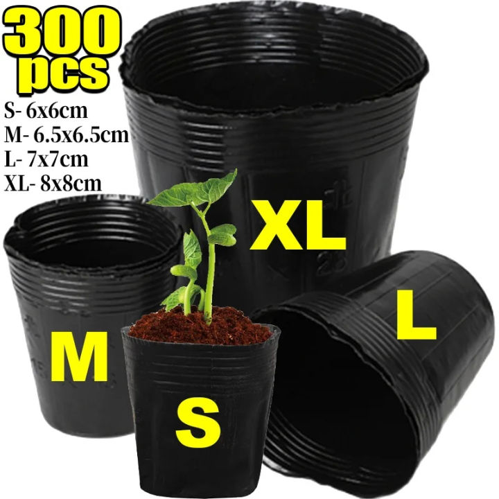 300PCS Black Seedling Nursery Pots Plastic Starting Grow Cups Plant ...