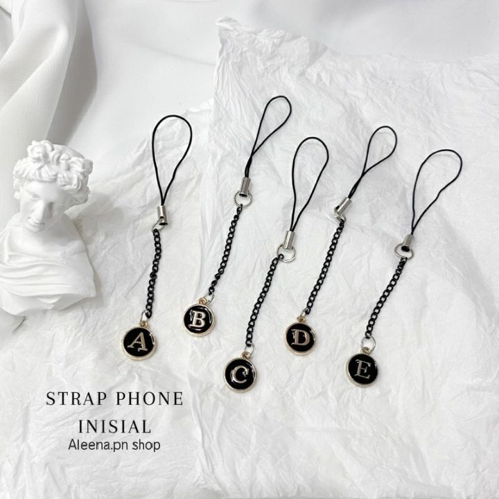 STRAP PHONE INISIAL EPOXY HITAM / STRAP PHONE ABJAD A-Z / STRAP ...