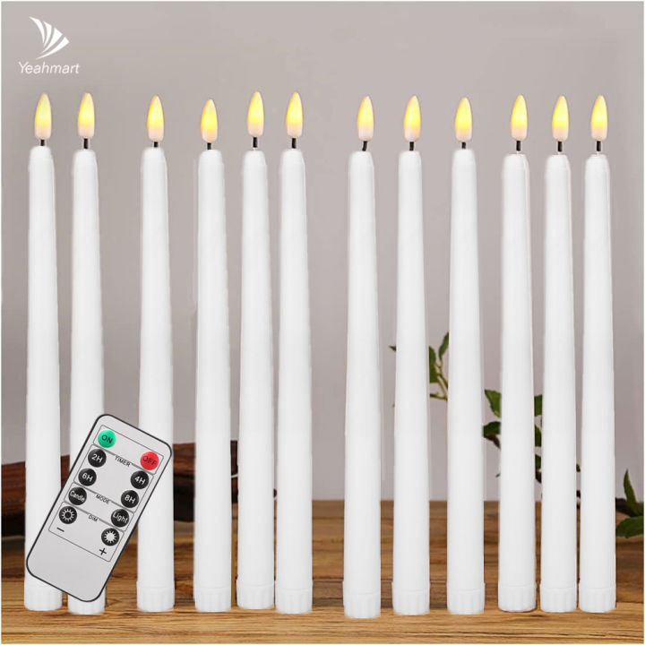 6/24Pc LED Flameless Taper Candles 6.5/11"Tall Tapered Candle Battery ...