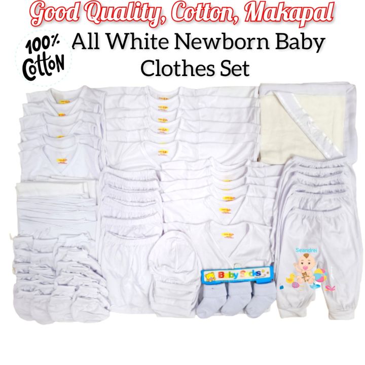 All White Newborn Baby Clothes Set 100% Cotton (lucky CJ Baruan ...