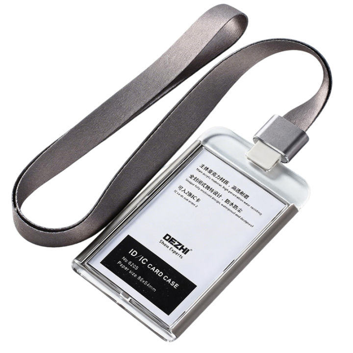 Acrylic Vertical Work ID Card Holder Lanyard Transparent Business Badge ...