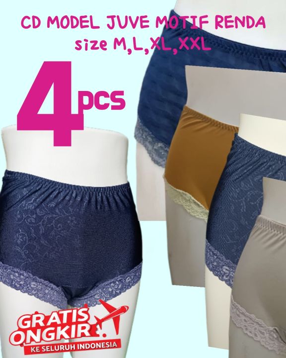 PAKET ISI 4 PCS DALEMAN WANITA DEWASA. CD MODEL MOTIF RENDA SIZE M,LXL ...