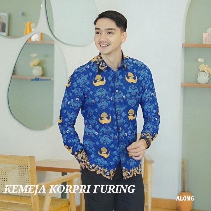 Seragam Baju KORPRI Full Furing Terbaru 2022 Kerah Hitam Batik KORPRI Baju Dinas PNS Pria Wanita ...