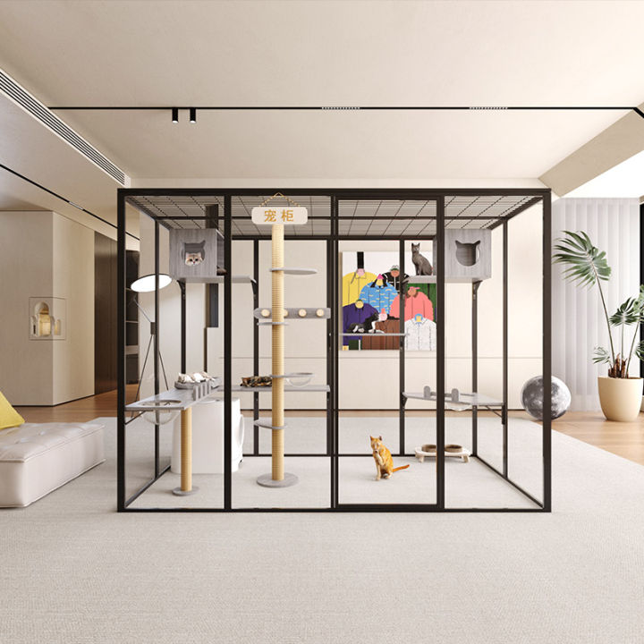 Pet Cabinet Cat Cage Villa Custom Panoramic Glass Luxury Cat House Home ...