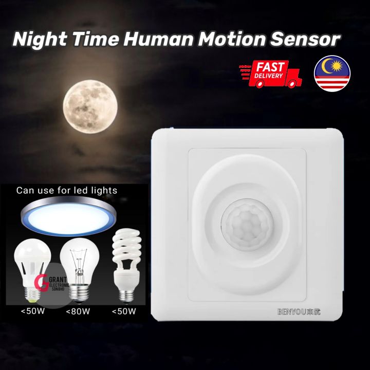 Night Time Human Motion Sensor Switch Auto Bright When detect Human ...