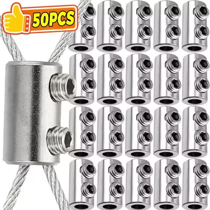50PCS Steel Wire Rope Clamps Double Hole Adjustable Screw Fixed Cable ...