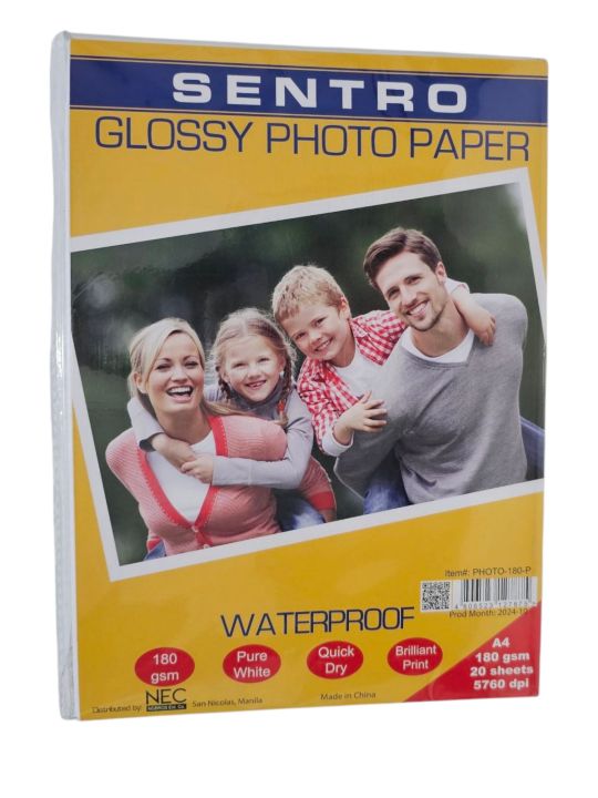 Sentro Glossy Photo Paper 180 GSM A4 20 SHEETS | Lazada PH