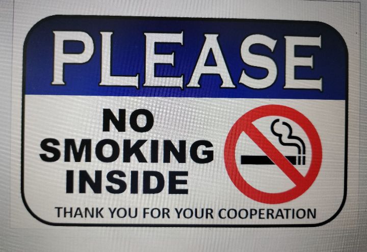Please No smoking inside Signage PVC Plastic (Like ID) 7.8x11 inches ...