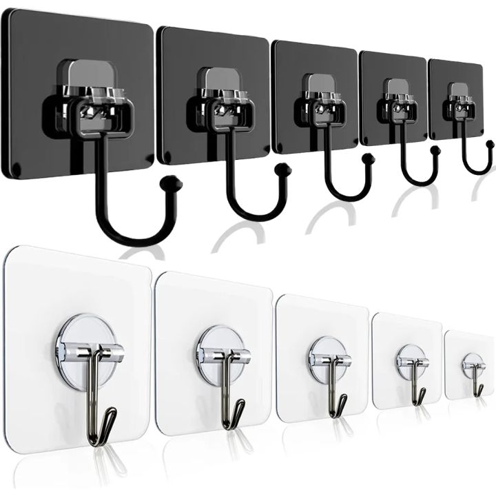 5pcs Self Adhesive Hooks Rotating Waterproof Seamless Strong Sticker ...