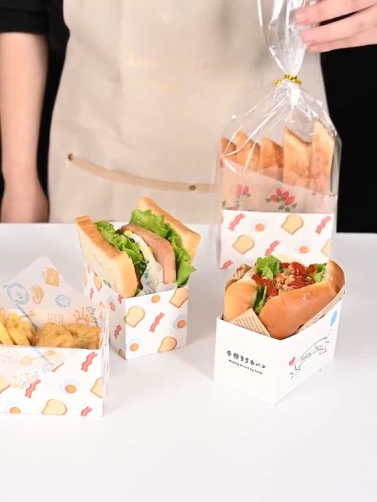50Pcs Sandwich Packaging Paper Boxes Ins Style Egg Drop Sandwich Box ...