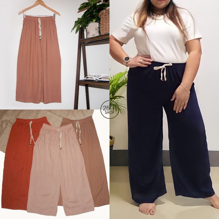 25th Shop | Plus Size Challis Wide Leg/Square Pants | Lazada PH