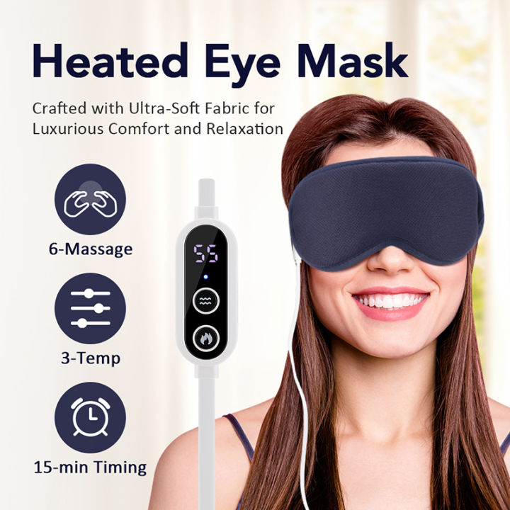 Electric Heated Eye Mask Vibrating Eye Massager with Hot Compress for ...
