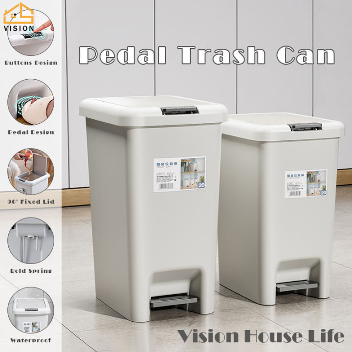 Vision 6.5L/10L/15L/20L Press Open Trash Can Foot Pedal Garbage Can ...
