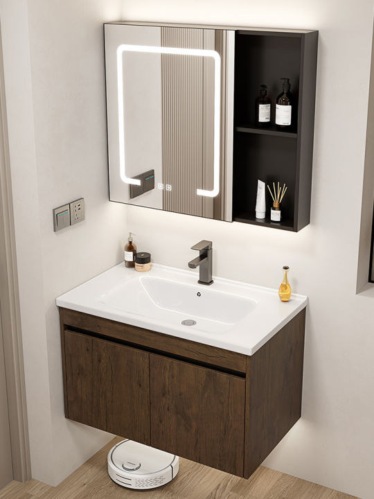Wall-Mounted Ceramic Wash Basin Cabinet Combination Honeycomb Aluminum ...