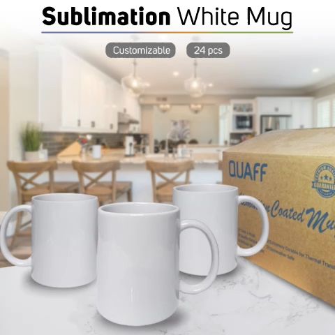 QUAFF Sublimation Coated White Mug 11OZ 24pcs per 1 Box | Lazada PH