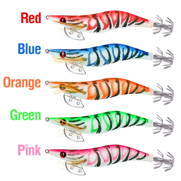 1pcs Luminous Shrimp Squid Jig Lure Saltwater Wood Shrimp Bait Artificial Spinner Baits Fishing ...