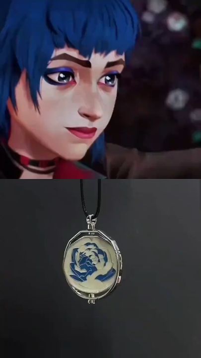 Jinx Blue Rose Necklace Arcane Jinx Ekko Necklace Blue Rose Rotating ...