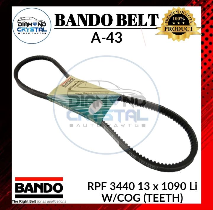 BANDO FAN BELT A-43 RPF 3440 13 x 1090 Li W/COG (TEETH) "BANDO ORIGINAL JAPAN" | Lazada PH