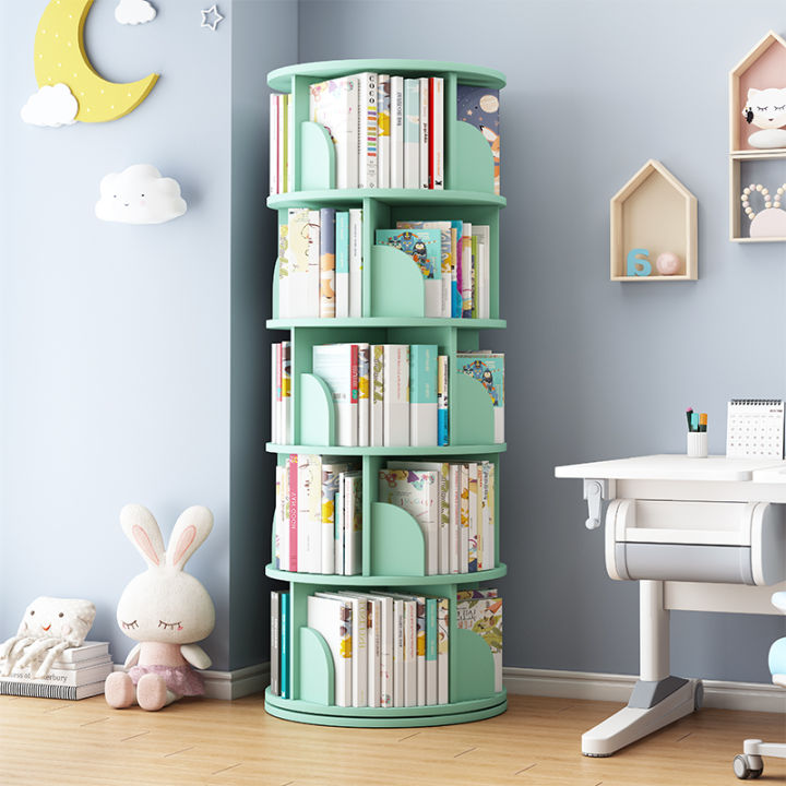 Simple Kids Rotate Bookshelf Minimalist Floor Small Bookcase Living ...