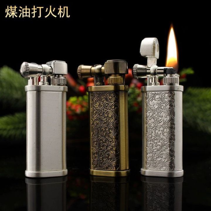 HY718 Kerosene Lighter Metal Flower Core Grinding Wheel Refill Lighter ...