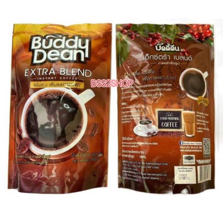 กาแฟดำ กาแฟบัดดี้ดีน เอ็กซ์ตร้าเบลนด์ Buddy Dean Extra Blend Instant Coffee 180กรัม ชงได้ถึง 100 ...