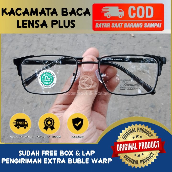 TERLARIS Kaca Mata Plus Optik Asli Pria Wanita Frame Besi Model Kotak ...