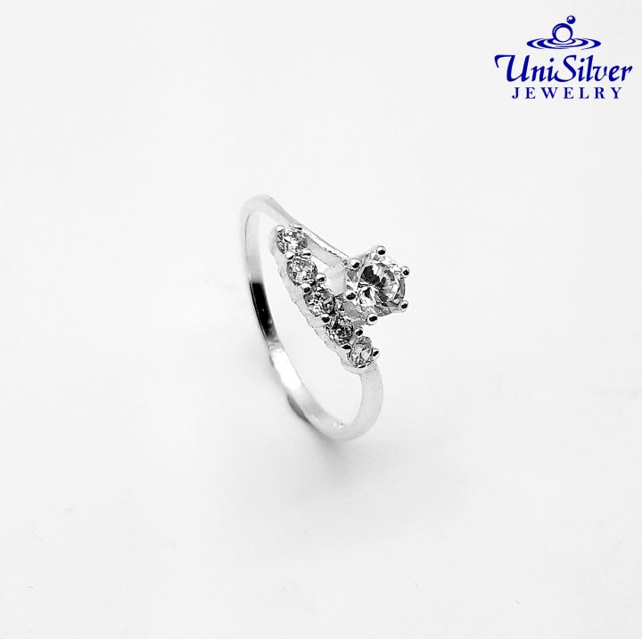 Unisilver 925 Curve with Round Stones Ladies Ring (RS356-1001) | Lazada PH