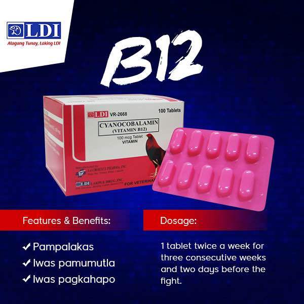 LDI B12 Vitamin (sold per banig) Supplement for Gamefowl- Pangkondisyon ...