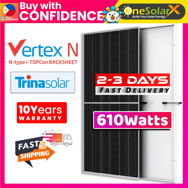 Trina 610W Vertex N-type i-TOPCon BACKSHEET DUAL GLASS Solar Panel, 10 ...