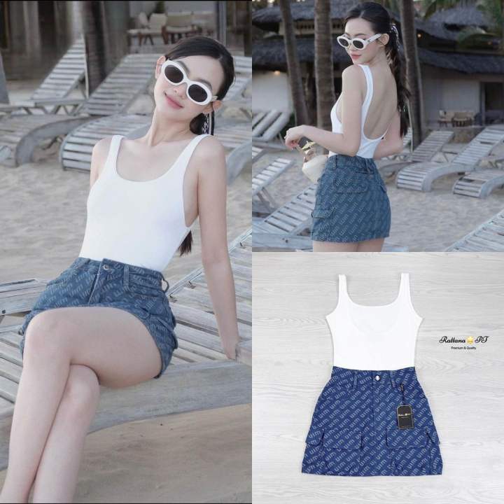 Rattana เซต เสื้อ+กระโปรงยีน (ทักแชทสอบถามไซส์ก่อนนะคะ) | Lazada.co.th