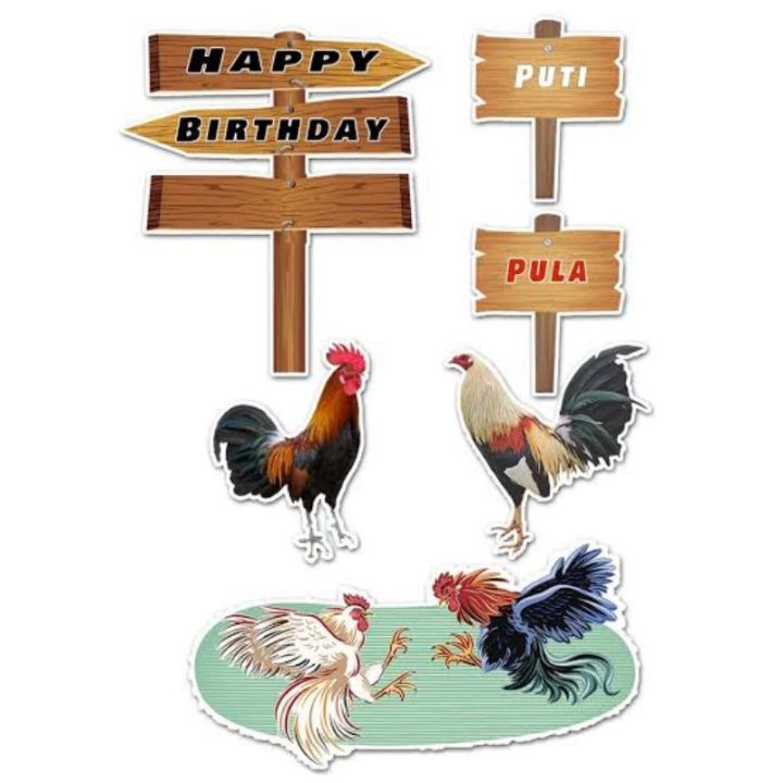 Customize Sabong Theme Cake Cupcake Printed Topper Rooster Manok Pula ...