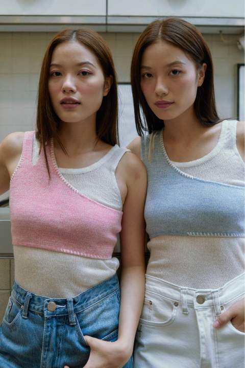 Litaf Double Trouble Top เซทเสื้อกล้ามทอไหมพรม Knit Top สองเลเยอร์ ...