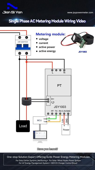 โมดูลวัดแบบฝังพิน Modbus-RTU TTL AC เฟสเดียว JSY1003 | Lazada.co.th