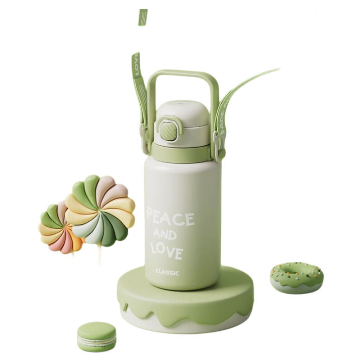 Gabby Rabbit 316 แก้วน้ําสแตนเลสหุ้มฉนวนความจุขนาดใหญ่พร้อมสายรัดขวด ...