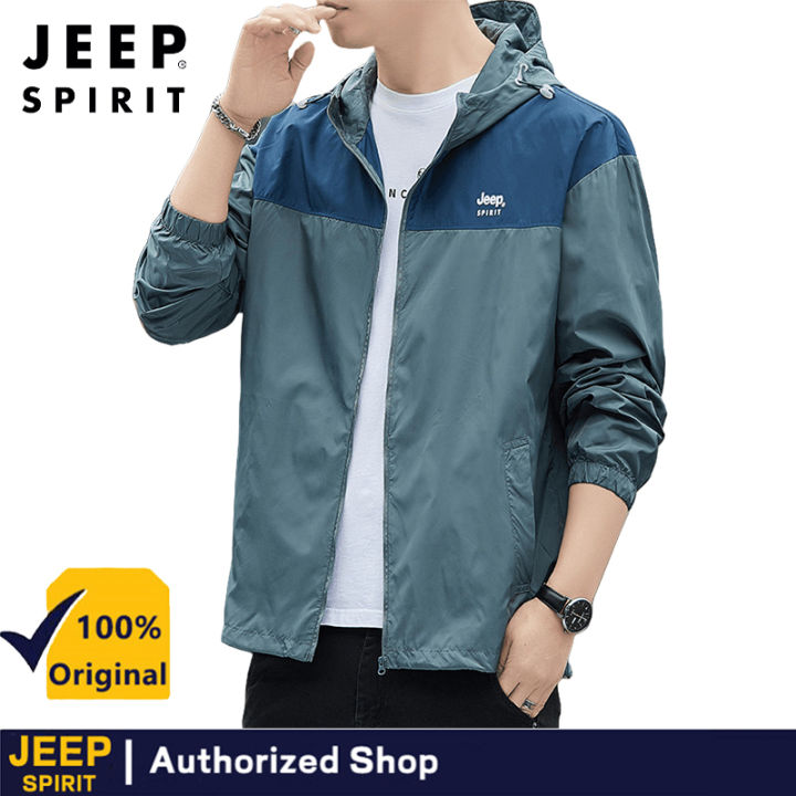 JEEP SPIRIT Summer Sunscreen Jacket New Color Block Outdoor Travel UV ...