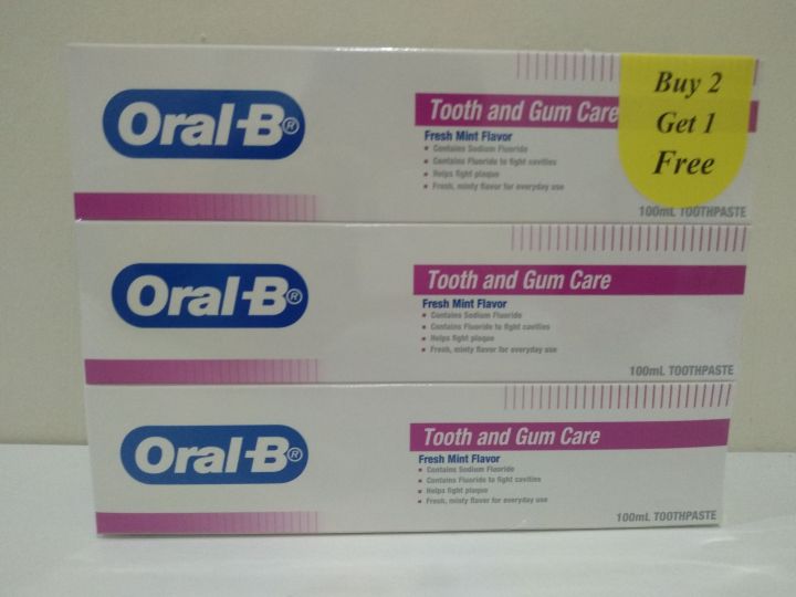 Oral-B Tooth And Gum Care Toothpaste Fresh Mint (100ml x 3) exp: 2026 | Lazada