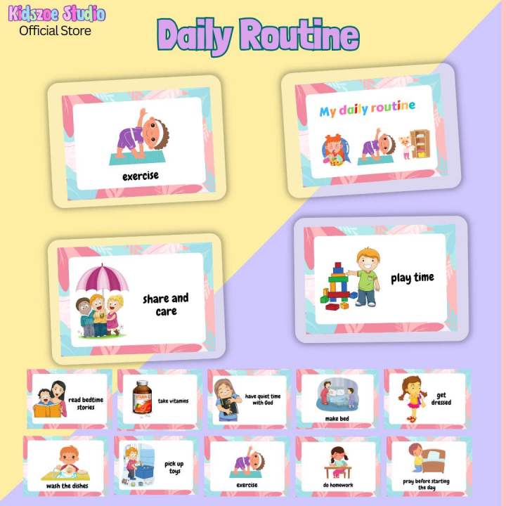 daily routine life skills educational laminated flash cards 30 pcs ...