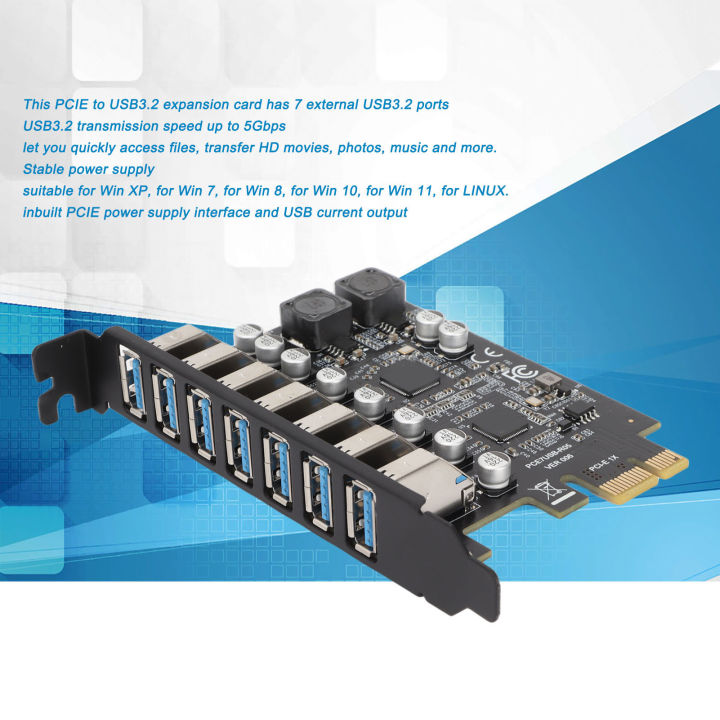 PCI Express Expansion Card Stable Power Easy Access 7 Port PCIE Expansion Card Easy High Speed ...