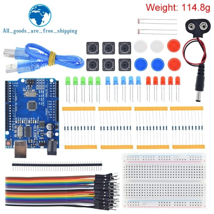 DIYTZT Starter Kit For UNO R3 Mini Breadboard LED Jumper Wire Button ...