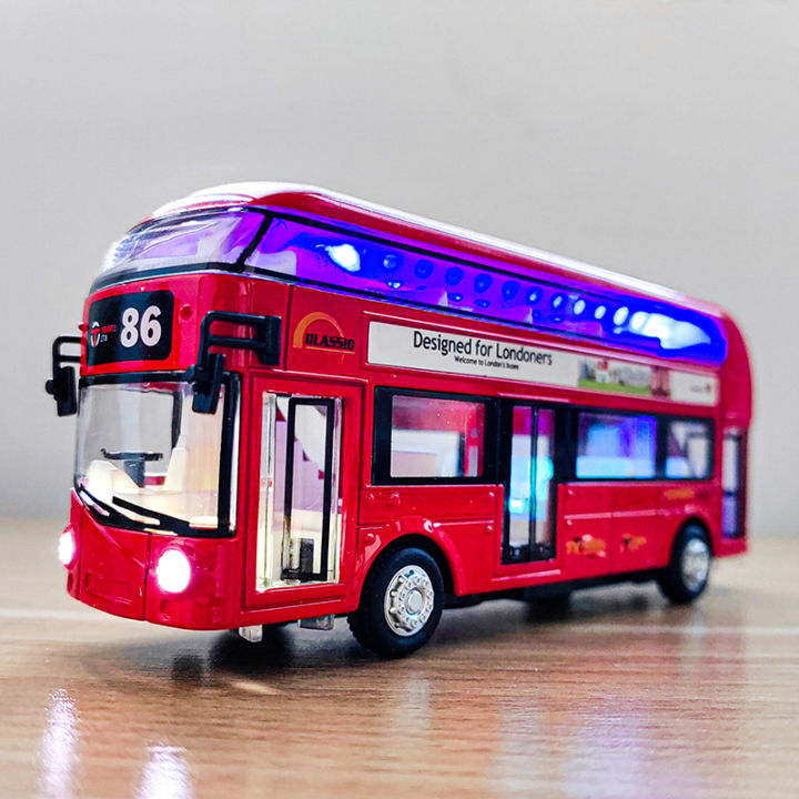 Children's Alloy Bus Toy Car School Bus Boy Double-Decker Bus ...