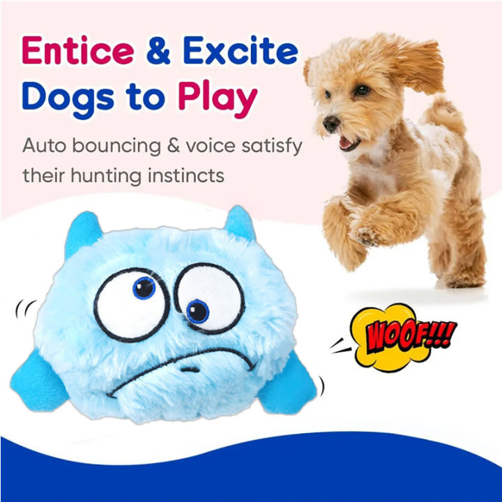 Interactive Dog Toy Bouncing Giggle Shaking Ball Dog Plush Toy ...