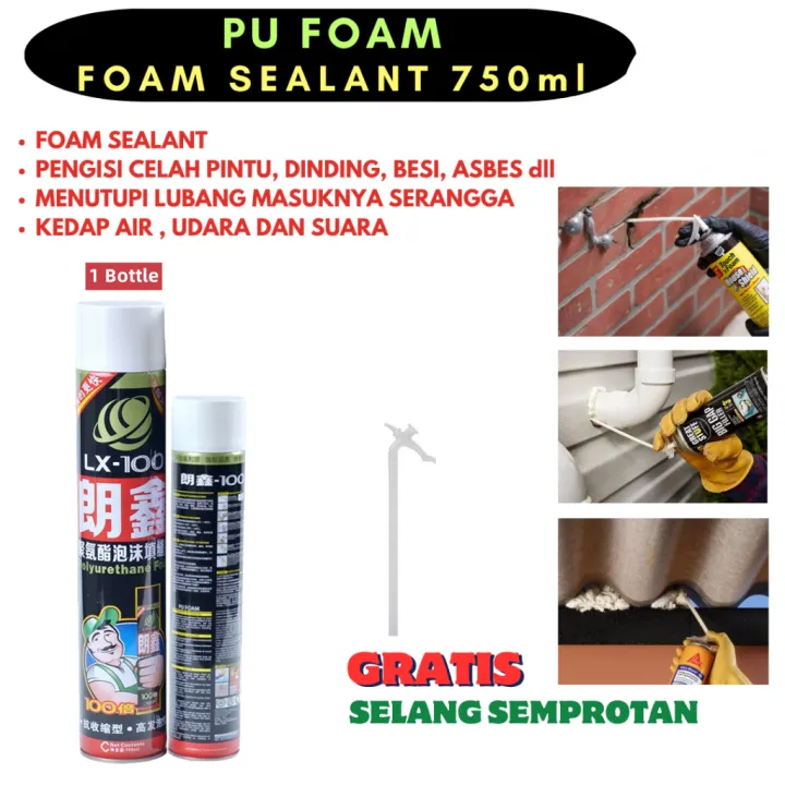 Pu Sealant Foam Spray 750ml Cairan Busa Penutup Atap Bocor Polyurethane Foam | Lazada Indonesia